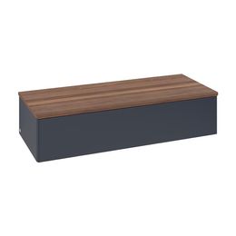 Villeroy & Boch Villeroy und Boch Antao Sideboard L41002HG mit Beleuchtung, 1 Auszug, 1200 x 268 x 500 mm, Front ohne Struktur, Midnight Blue Matt Lacquer / Warm Walnut