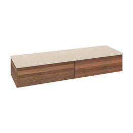 Villeroy & Boch Villeroy und Boch Antao Sideboard L42003HM mit Beleuchtung, 2 Ausz&uuml;ge, 1600 x 268 x 500 mm, Front ohne Struktur, Warm Walnut / Botticino