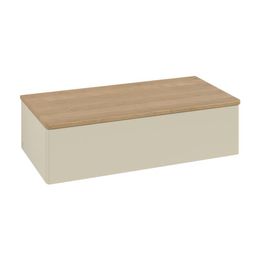 Villeroy & Boch Villeroy und Boch Antao Waschtisch-Unterschrank L40001HJ mit Beleuchtung, 1 Auszug, 1000 x 268 x 500 mm, Front ohne Struktur, Silk Grey Matt Lacquer / Honey Oak