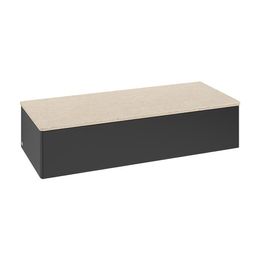 Villeroy & Boch Villeroy und Boch Antao Sideboard L41003PD mit Beleuchtung, 1 Auszug, 1200 x 268 x 500 mm, Front ohne Struktur, Black Matt Lacquer / Botticino