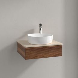 Villeroy & Boch Villeroy und Boch Antao Waschtisch-Unterschrank K07153HM 60x19x50cm, Hahnloch, Waschbeckenplattenfarbe botticino, warm walnut