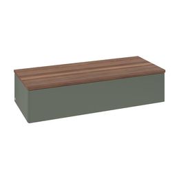 Villeroy & Boch Villeroy und Boch Antao Sideboard L41002HL mit Beleuchtung, 1 Auszug, 1200 x 268 x 500 mm, Front ohne Struktur, Leaf Green Matt Lacquer / Warm Walnut
