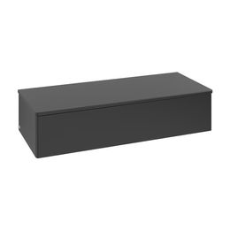 Villeroy & Boch Villeroy und Boch Antao Sideboard L41000PD mit Beleuchtung, 1 Auszug, 1200 x 268 x 500 mm, Front ohne Struktur, Black Matt Lacquer / Black Matt Lacquer