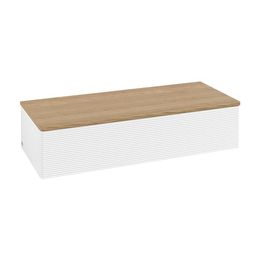 Villeroy & Boch Villeroy und Boch Antao Sideboard L41101MT mit Beleuchtung, 1 Auszug, 1200 x 268 x 500 mm, Front mit Struktur, White Matt Lacquer / Honey Oak