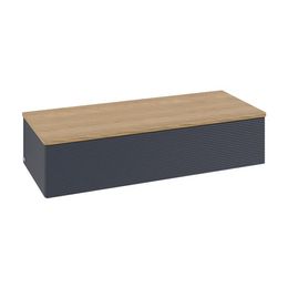 Villeroy & Boch Villeroy und Boch Antao Sideboard L41101HG mit Beleuchtung, 1 Auszug, 1200 x 268 x 500 mm, Front mit Struktur, Midnight Blue Matt Lacquer / Honey Oak