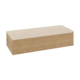 Villeroy & Boch Villeroy und Boch Antao Sideboard L41103HN mit Beleuchtung, 1 Auszug, 1200 x 268 x 500 mm, Front mit Struktur, Honey Oak / Botticino