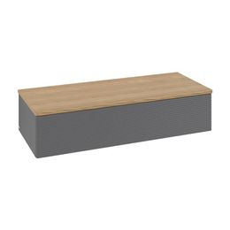 Villeroy & Boch Villeroy und Boch Antao Sideboard L41101GK mit Beleuchtung, 1 Auszug, 1200 x 268 x 500 mm, Front mit Struktur, Anthracite Matt Lacquer / Honey Oak