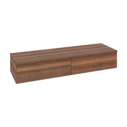 Villeroy & Boch Villeroy und Boch Antao Sideboard L42002HM mit Beleuchtung, 2 Ausz&uuml;ge, 1600 x 268 x 500 mm, Front ohne Struktur, Warm Walnut / Warm Walnut