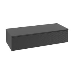 Villeroy & Boch Villeroy und Boch Antao Sideboard L41100PD mit Beleuchtung, 1 Auszug, 1200 x 268 x 500 mm, Front mit Struktur, Black Matt Lacquer / Black Matt Lacquer