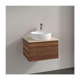 Villeroy & Boch Villeroy und Boch Antao Waschtisch-Unterschrank L29113HM mit Beleuchtung, 1 Auszug, 600 x 360 x 500 mm, Front mit Struktur, Warm Walnut / Botticino