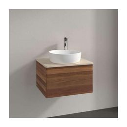 Villeroy & Boch Villeroy und Boch Antao Waschtisch-Unterschrank L29013HM mit Beleuchtung, 1 Auszug, 600 x 360 x 500 mm, Front ohne Struktur, Warm Walnut / Botticino