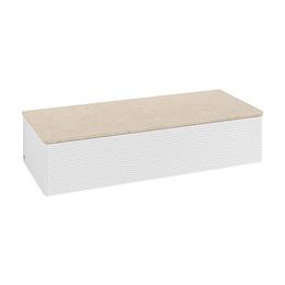 Villeroy & Boch Villeroy und Boch Antao Sideboard L41103GF mit Beleuchtung, 1 Auszug, 1200 x 268 x 500 mm, Front mit Struktur, Glossy White Lacquer / Botticino