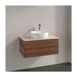 Villeroy & Boch Villeroy und Boch Antao Waschtisch-Unterschrank K19153HM 80x36x50cm, Hahnloch, Waschbeckenplattenfarbe botticino, warm walnut
