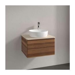 Villeroy & Boch Villeroy und Boch Antao Waschtisch-Unterschrank L18053HM mit Beleuchtung, 2 Ausz&uuml;ge, 600 x 360 x 500 mm, Front ohne Struktur, Warm Walnut / Botticino
