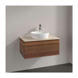 Villeroy & Boch Villeroy und Boch Antao Waschtisch-Unterschrank L30113HM mit Beleuchtung, 1 Auszug, 800 x 360 x 500 mm, Front mit Struktur, Warm Walnut / Botticino
