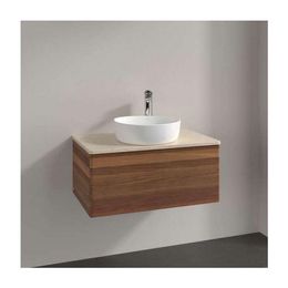 Villeroy & Boch Villeroy und Boch Antao Waschtisch-Unterschrank L30013HM mit Beleuchtung, 1 Auszug, 800 x 360 x 500 mm, Front ohne Struktur, Warm Walnut / Botticino