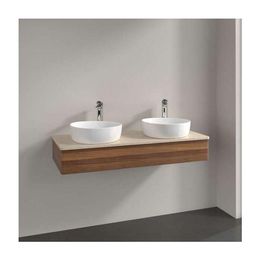 Villeroy & Boch Villeroy und Boch Antao Waschtisch-Unterschrank K13053HM 120x19x50cm, Hahnloch, Waschbeckenplattenfarbe botticino, warm walnut