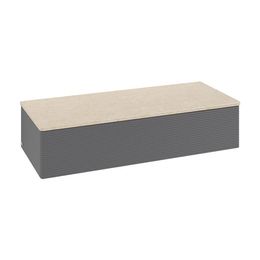 Villeroy & Boch Villeroy und Boch Antao Sideboard L41103GK mit Beleuchtung, 1 Auszug, 1200 x 268 x 500 mm, Front mit Struktur, Anthracite Matt Lacquer / Botticino