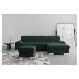 Ecksofa DOMO collection "Anzio L-Form, whlw. Bettfunktion, Federkern, hochwertig, Breite 271 cm", gr&uuml;n, B:271cm H:85cm T:160cm, Sofas, Ecksofa, Mit Bettfunktion, Recamiere rechts, Samtoptik, gr&uuml;n