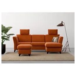 Ecksofa Home Affaire "Trelleborg L-Form", rosa (kupfer), B:249cm H:86cm T:162cm, 95% Polyester, 5% Polyamid, Sofas, Ecksofa, wahlweise mit Bettfunktion und Bettkasten, inkl. Federkern-Polsterung