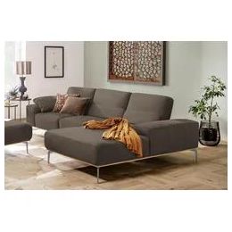 Ecksofa W.Schillig "run, Designsofa mit tollem Sitzkomfort, bequem, L-Form", braun (stone w82), B:319cm H:88cm T:178cm, Longlife Xtra-Leder Z73: Naturwalkleder der Luxusklasse aus den erlesensten Rohh&auml;uten. Hautst&auml;rke 1, 1 &ndash; 1, 3 mm;ROHLEDER Jacquard-Flachgewebe Q2 W60 (63% Polyester, 37% Polyacryl);ROHLEDER Chenille-Flachgewebe Q2 W77 (68% Polyacryl, 32% Polyester);Stoff S37 (100% Polyester), Sof