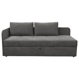 Schlafsofa Alina "Marla", grau (anthrazit xbo 9), B:205cm H:73cm T:95cm, Struktur fein XBO (100% Polyester), Sofas, Schlafsofa, inkl. Stauraum & 2 R&uuml;ckenkissen, Armlehne wahlweise links oder rechts