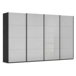 Schwebet&uuml;renschrank Rauch "Kleiderschrank Schrank Garderobe Schlafzimmerschrank SCALE-FYRA", grau (schwarz, glas seidengrau, griffleisten schwarz), B:360cm H:223cm T:68cm, Holzwerkstoff, Schr&auml;nke, Schwebet&uuml;renschrank, edle viergeteilte T&uuml;ren mit Glas-Front viele Farben MADE IN GERMANY