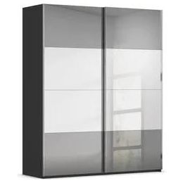 Schwebet&uuml;renschrank Rauch "Kleiderschrank Schrank Garderobe Schlafzimmerschrank SCALE-FYRA", grau (schwarz, grauspiegel, griffleisten chrom), B:181cm H:223cm T:67cm, Holzwerkstoff, Schr&auml;nke, Schwebet&uuml;renschrank, edle T&uuml;ren viergeteilt Front Spiegel-Mix viele Farben MADE IN GERMANY