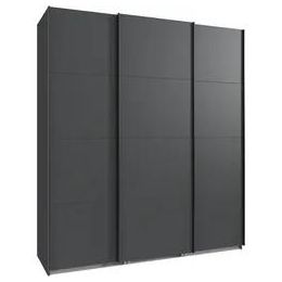 Kleiderschrank wimex "Mugano, Made in Germany, Lieferung bis in Deine Etage und Stellort", schwarz (grafit, griffe schwarz), B:180cm H:208cm T:65cm, Holzwerkstoff, Schr&auml;nke, Kleiderschrank, 3 Schwebet&uuml;ren, gro&szlig;e Gr&ouml;&szlig;en, mit oder ohne Spiegel, Metallgriffe