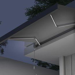 Kassettenmarkise Quadris LED | 4,45 x 3,5 m, anthrazit, Stoff: grau, Uni | paramondo Markise