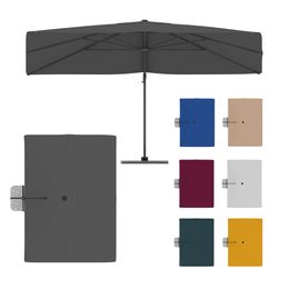 Ampelschirm 4x3m Stofffarbe grau, Gestell anthrazit, inkl. Standkreuz | paramondo parapenda