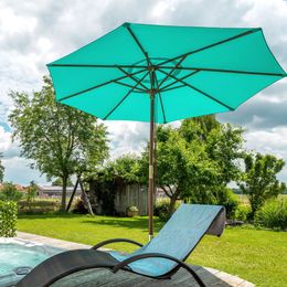 paramadera Holz-Sonnenschirm | knickbar, 3m, rund, minze | paramondo Sonnenschirm Holz f&uuml;r Balkon / Terrasse / Garten