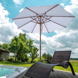 paramadera Holz-Sonnenschirm | knickbar, 3m, rund, wei&szlig; | paramondo Sonnenschirm Holz f&uuml;r Balkon / Terrasse / Garten