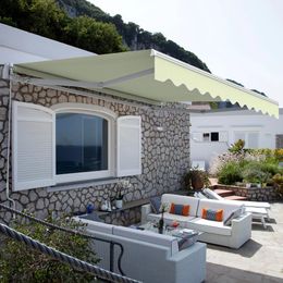 Gelenkarmmarkise Basic 2000 | 2,5x1,5 m | Stoff: Uni, creme-wei&szlig; | Gestell: wei&szlig; | paramondo Markise f&uuml;r Terrasse, Balkon, Garten
