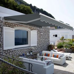 Gelenkarmmarkise Basic 2000 | 2,5x1,5 m | Stoff: Uni, anthrazit | Gestell: wei&szlig; | paramondo Markise f&uuml;r Terrasse, Balkon, Garten