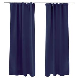 Vorhang m. Kr&auml;uselband verdunkelnd 140 x 245cm, blau | 2er Pack | VICTORIA M