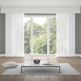 Verdi Collection Gardine mit Schlaufenband + Vertikal-Linien | halbtransparent, 145 x 245 cm, wei&szlig;