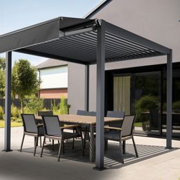 Markise Summer f&uuml;r Pergola mit Lamellendach | 3 x 1,6 m, Kurbel, rechts, dunkelgrau/wei&szlig;