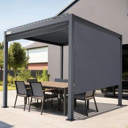 Au&szlig;enrollo f&uuml;r Pergola mit Lamellendach | 3 m, Kurbel, rechts, Screen, anthrazit/schwarz