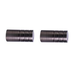 Endst&uuml;ck f&uuml;r Gardinenstange | 19 mm, anthrazit geb&uuml;rstet, Rillen-Kappe, 2 St&uuml;ck