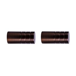 Endst&uuml;ck f&uuml;r Gardinenstange | 19 mm, rot-bronze geb&uuml;rstet, Rillen-Kappe, 2 St&uuml;ck