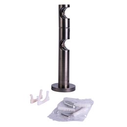 Wandhalter f&uuml;r Gardinenstange / Gardinenstange mit Innenlauf | 19 mm, anthrazit geb&uuml;rstet, 2-l&auml;ufig