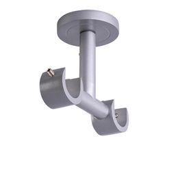 Deckenhalter f&uuml;r Gardinenstange | 19 mm, silber, 2-l&auml;ufig