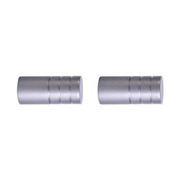 Endst&uuml;ck f&uuml;r Gardinenstange | 19 mm, silber, Rillen-Kappe, 2 St&uuml;ck
