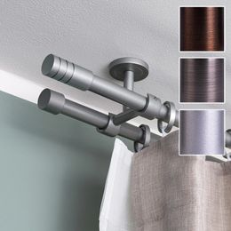Gardinenstange Set | 1-l&auml;ufig, 19 mm, 360 cm, rot-bronze + Decke, Kugel-Ball, Ring