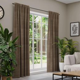 VICTORIA M Premium Line Gardinen und Vorh&auml;nge | Velvet, blickdicht, braun