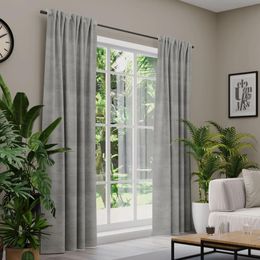 VICTORIA M Premium Line Gardinen und Vorh&auml;nge | Velvet, blickdicht, hellgrau