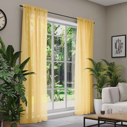 VICTORIA M Premium Line Gardinen und Vorh&auml;nge | Classic, halbtransparent, gelb