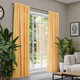 VICTORIA M Premium Line Gardinen und Vorh&auml;nge | Velvet, blickdicht, gelb
