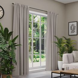 VICTORIA M Premium Line Gardinen und Vorh&auml;nge | Linen, blickdicht, grau-braun